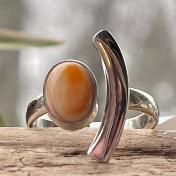 Jewelry | Natural Spiny Oyster Shell 925 Sterling Silver Adjustable Ring | Poshmark